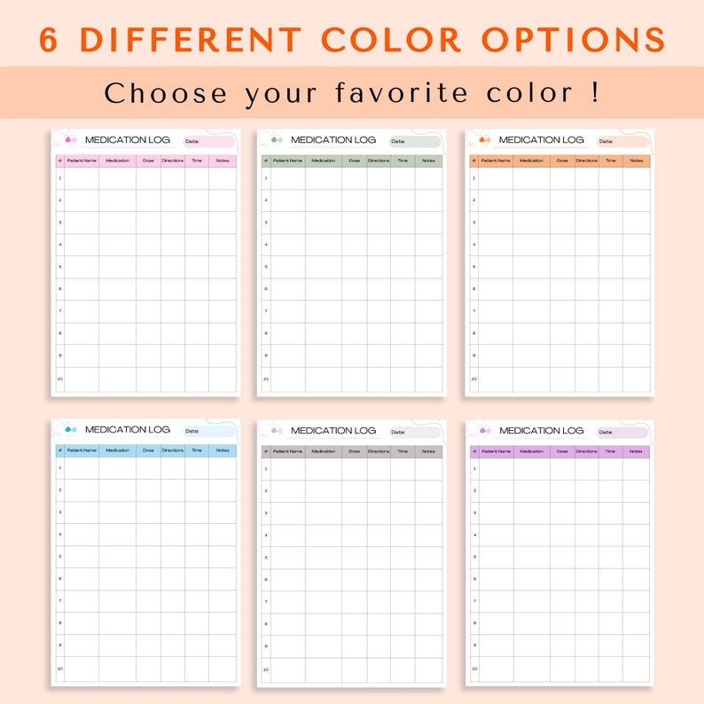 Multiple Patient Medication Log, Printable Medication Tracker, Nursing ...
