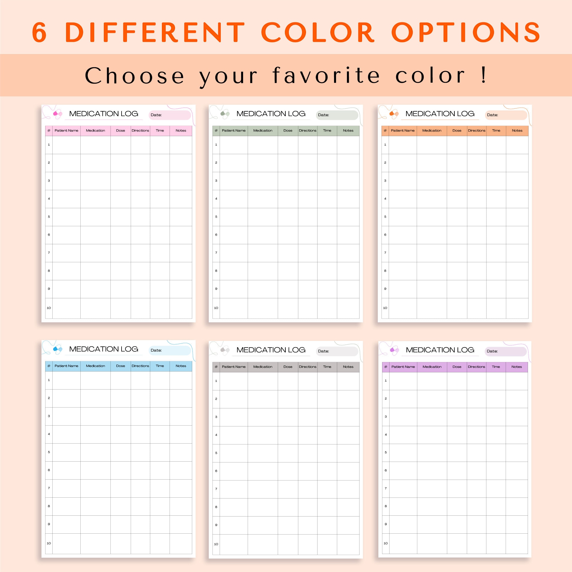 Multiple Patient Medication Log, Printable Medication Tracker, Nursing ...