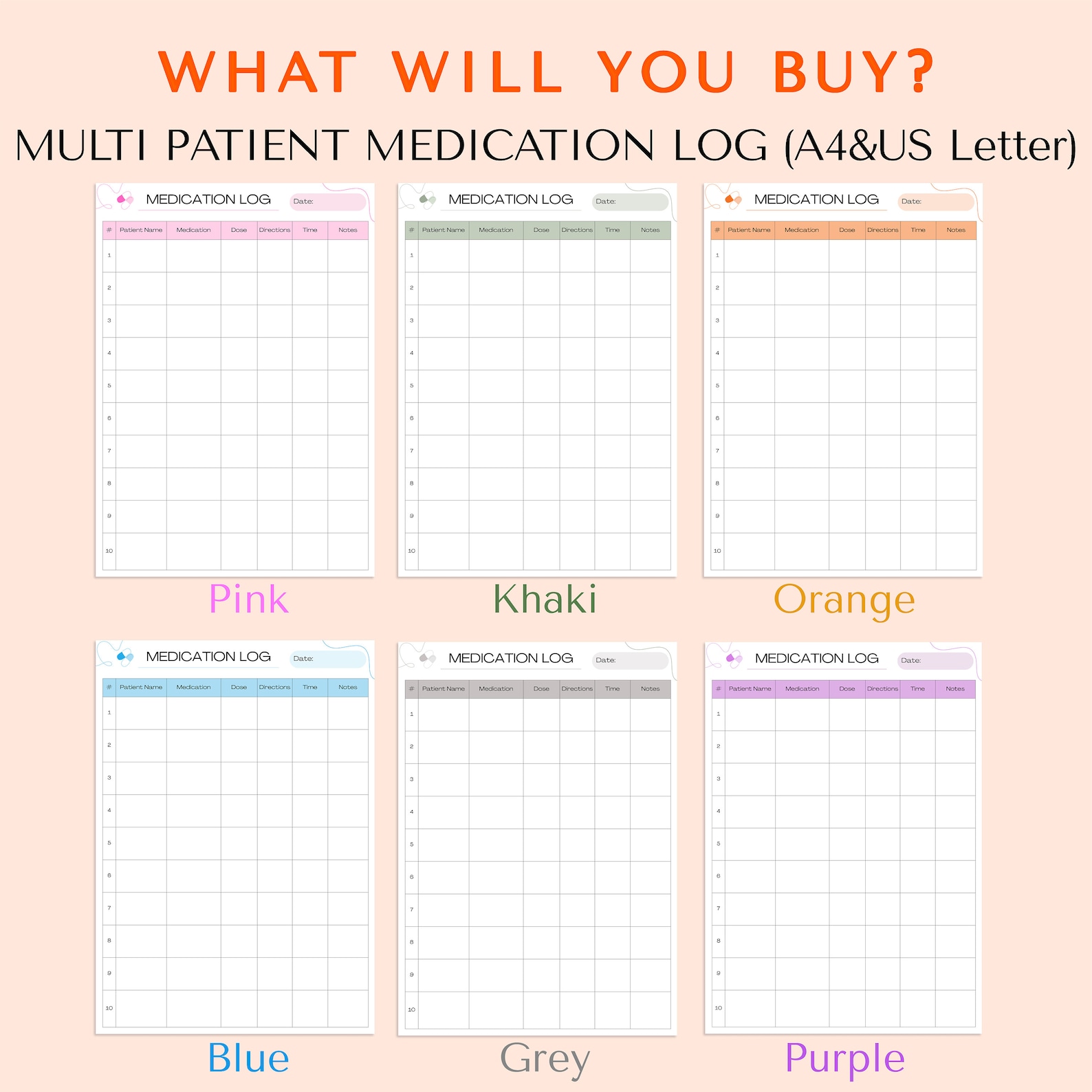 Multiple Patient Medication Log, Printable Medication Tracker, Nursing ...