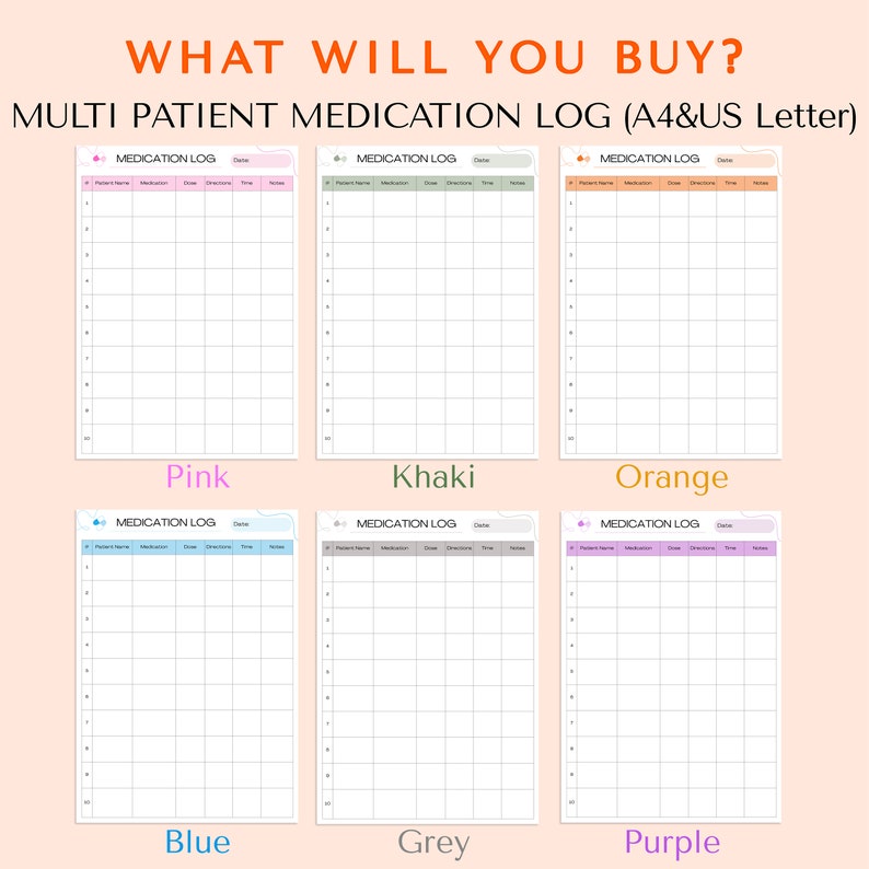 Multiple Patient Medication Log, Printable Medication Tracker, Nursing ...