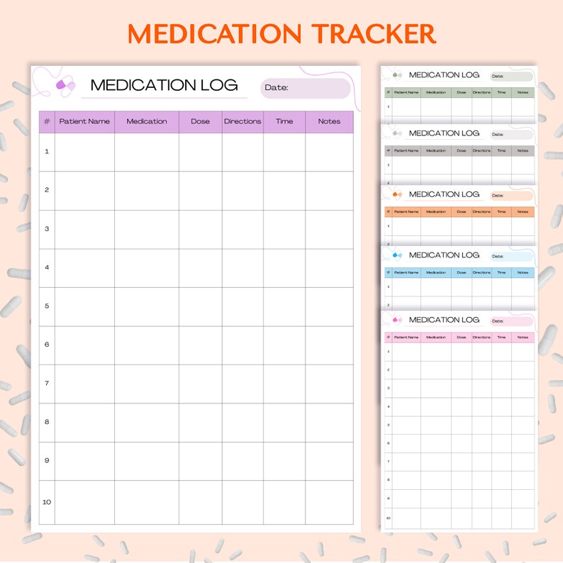 Multiple Patient Medication Log, Printable Medication Tracker, Nursing ...