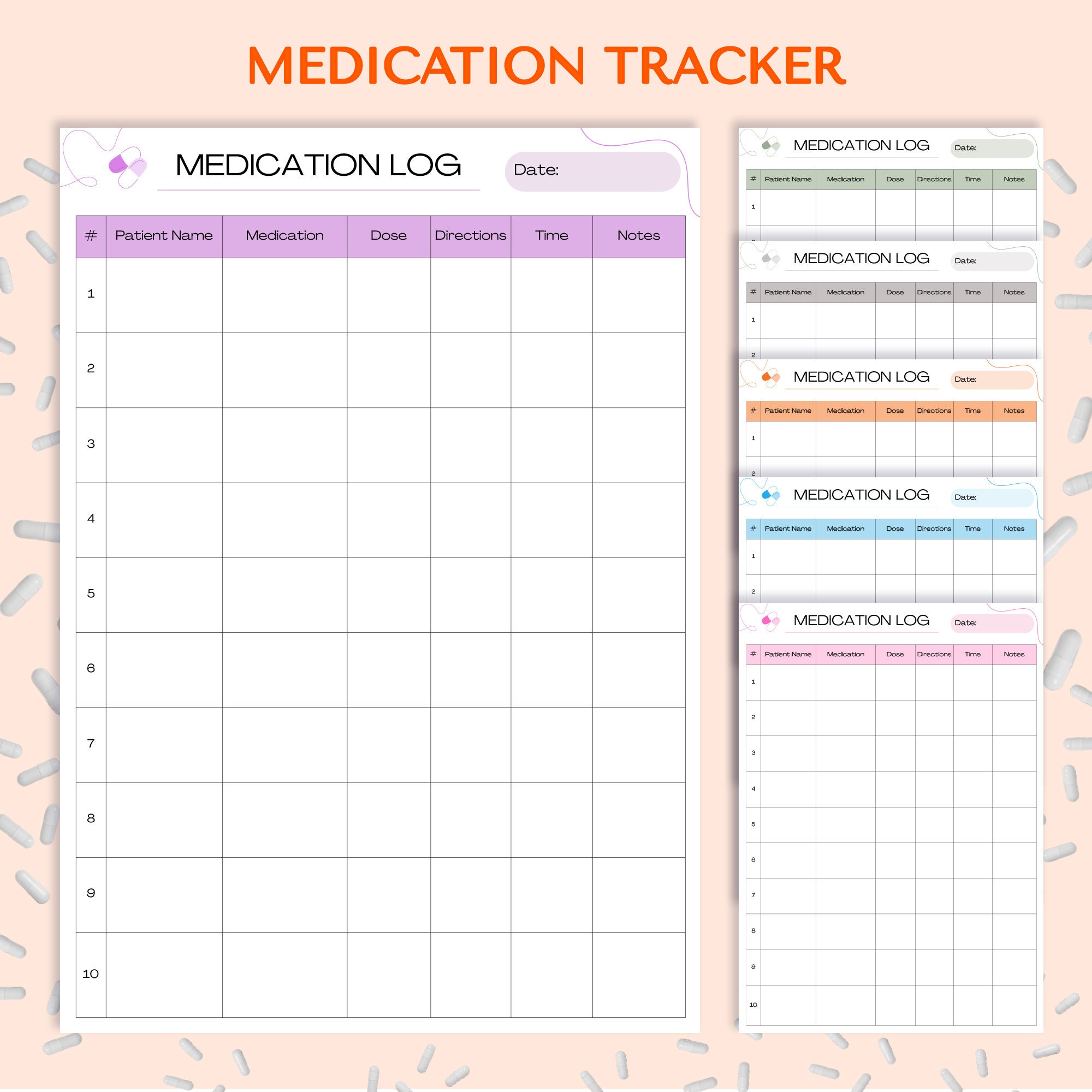 Multiple Patient Medication Log, Printable Medication Tracker, Nursing ...