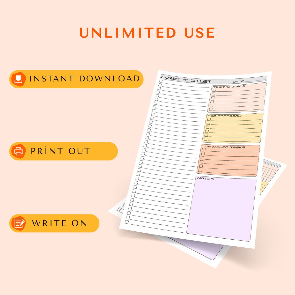 Printable Nurse to Do List Paper, Nurse Notes Template, Medsurg Nurse ...