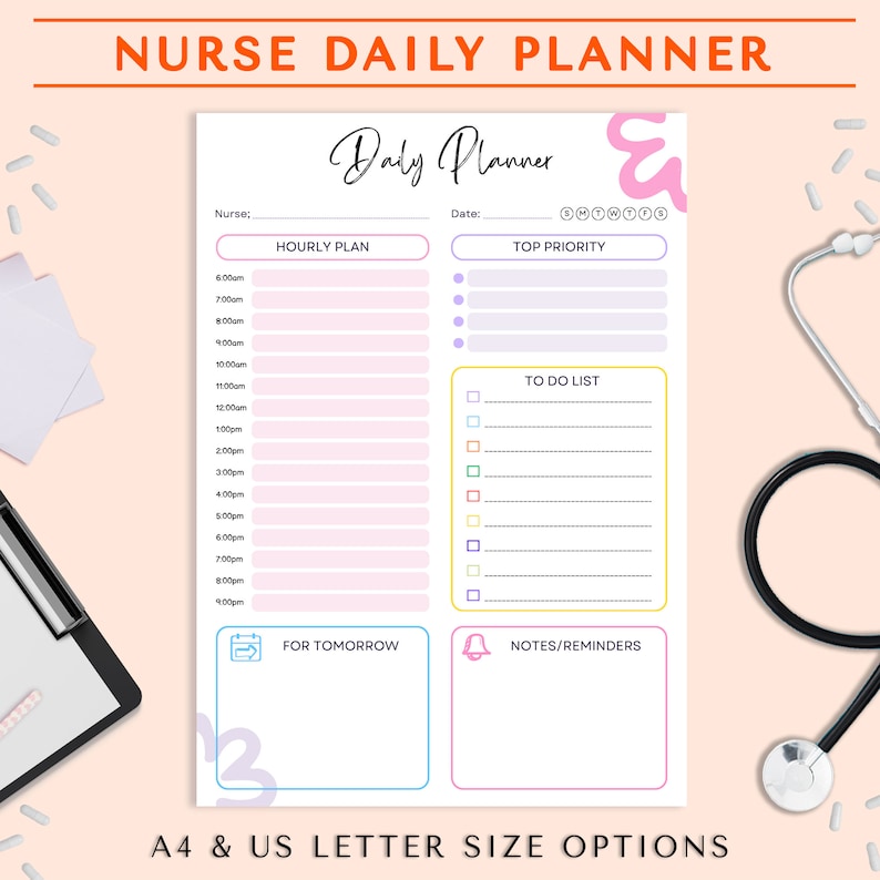 Printable Nurse Daily Planner, Nurse to Do List Paper, Nurse Notes ...