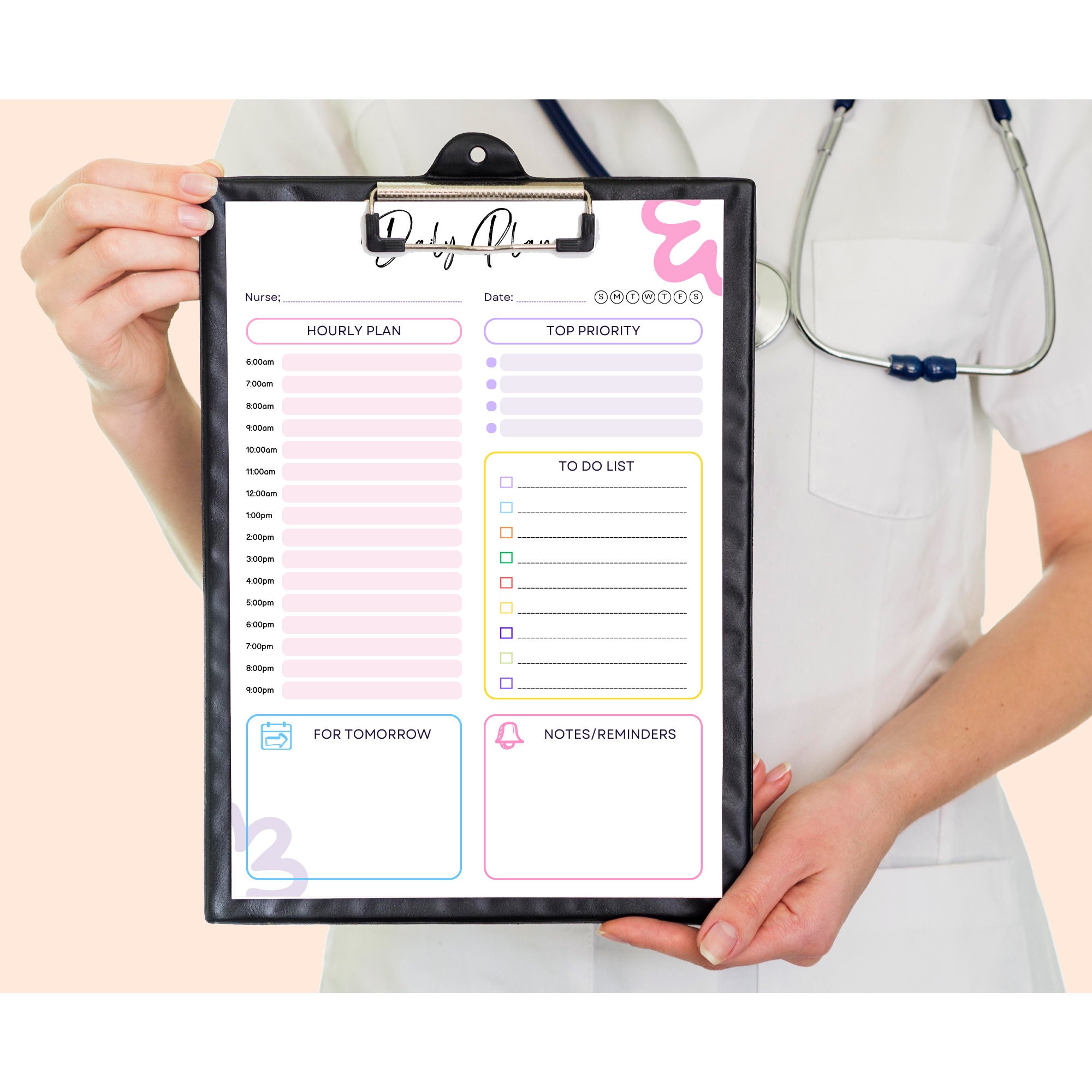 Printable Nurse Daily Planner, Nurse to Do List Paper, Nurse Notes ...