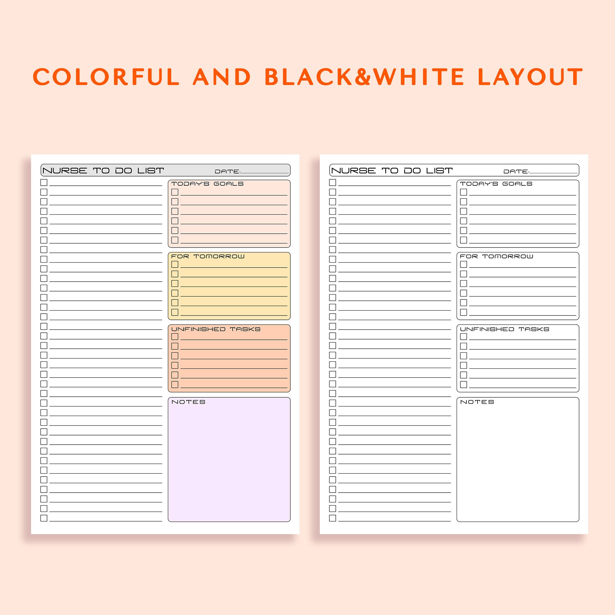 Printable Nurse to Do List Paper, Nurse Notes Template, Medsurg Nurse ...