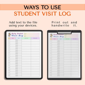 School Nurse Student Visit Log, Health Officer, Student Tracker ...