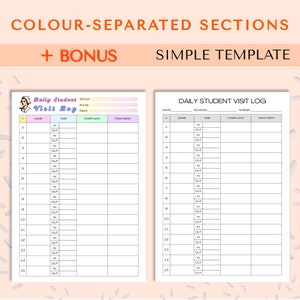 School Nurse Student Visit Log, Health Officer, Student Tracker ...