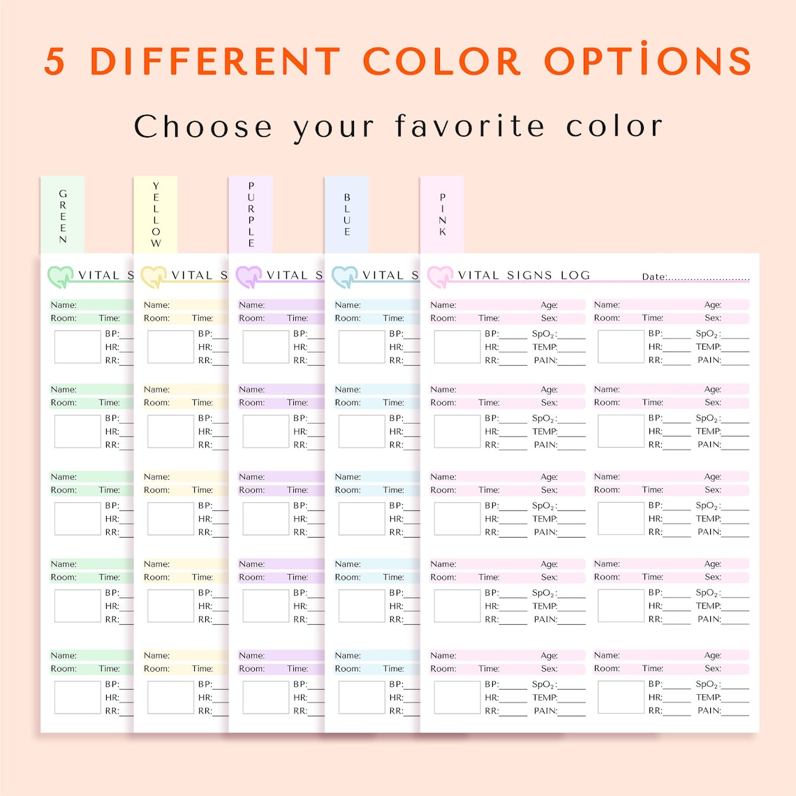 Multiple Patient Vital Signs Log, Vitals, Patient Vitals, Nursing ...