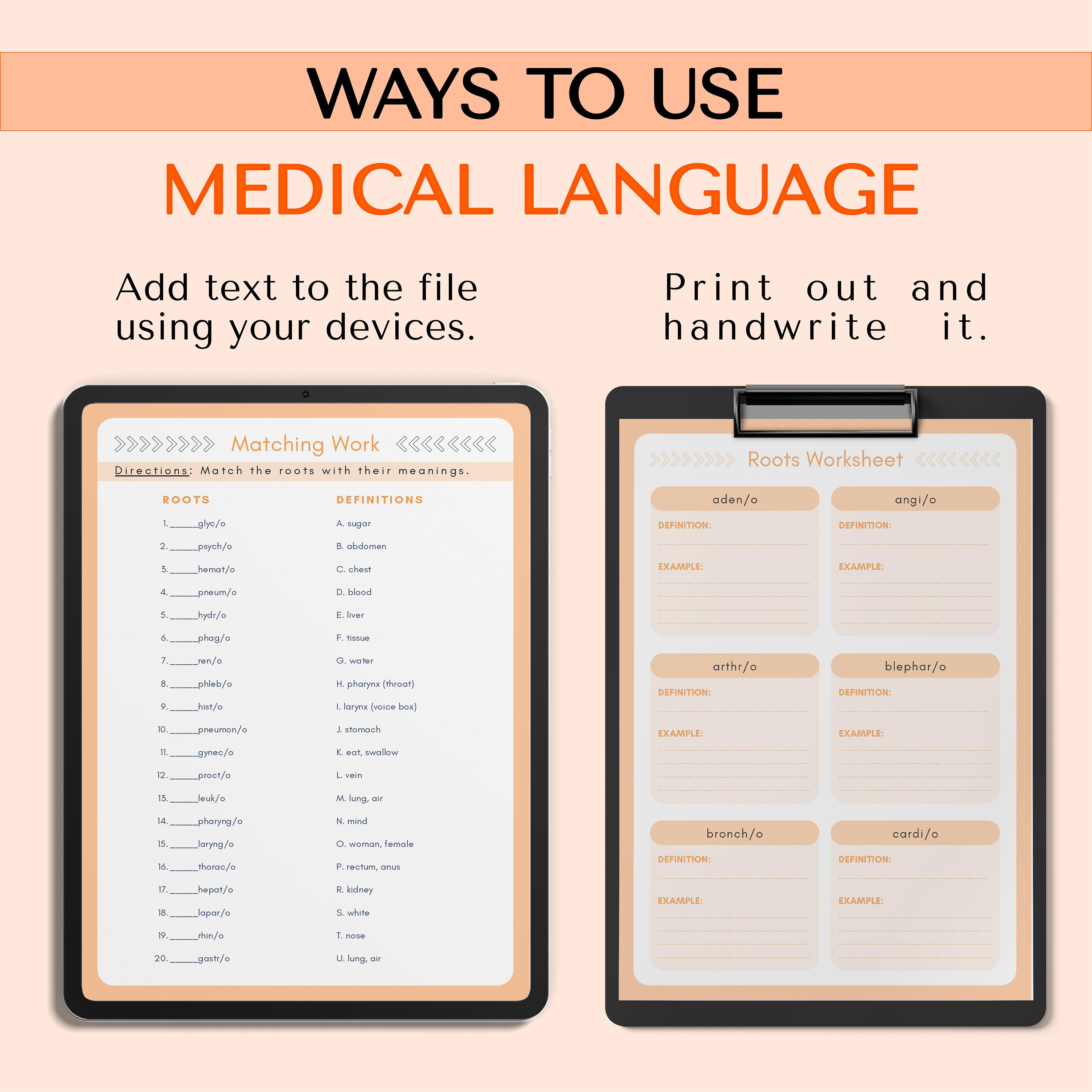 Prefixes, Suffixes, Roots for Nursing Students, Nursing School, Digital ...