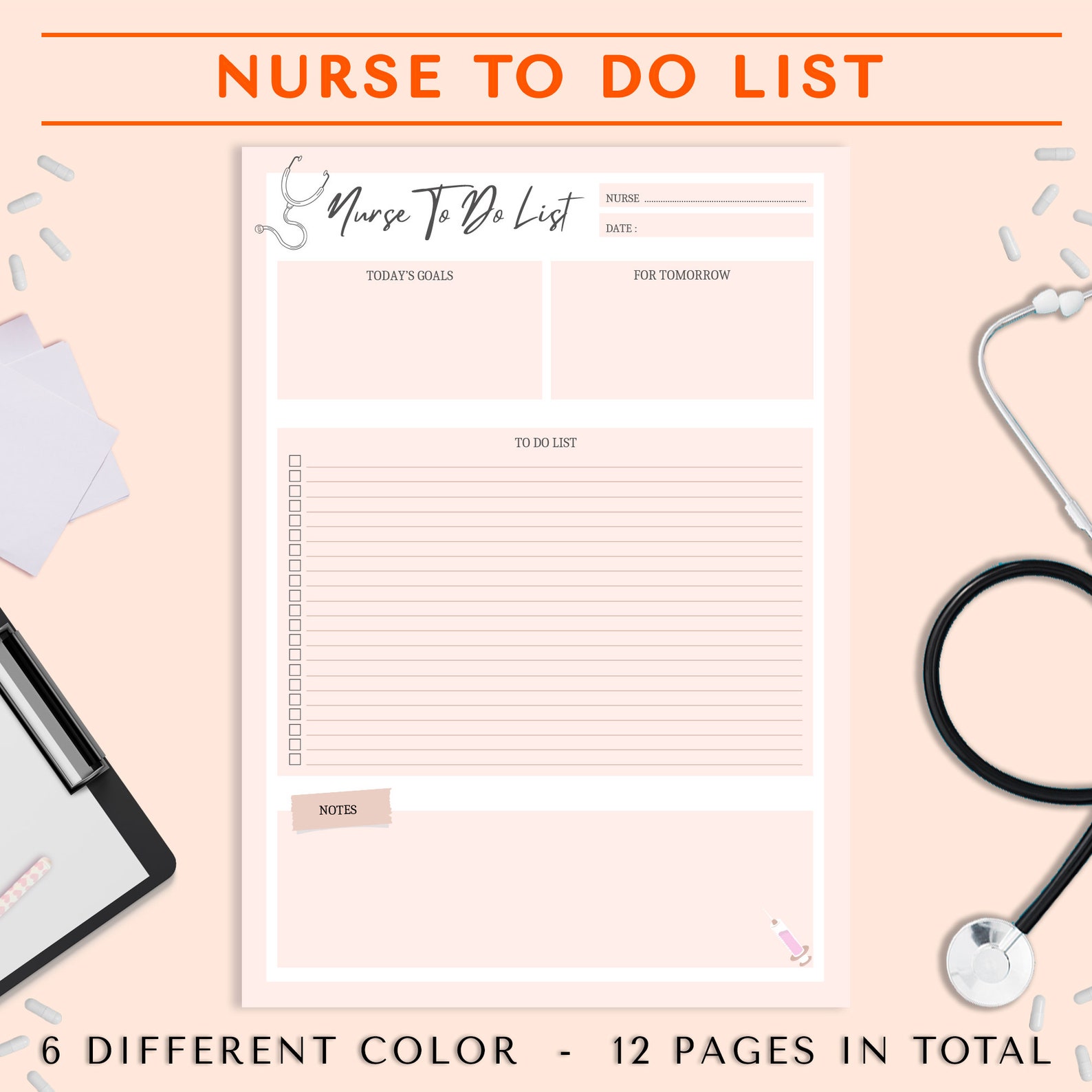 Nurse to Do List, Nurse Note, Nurse Planner, Nursing Student, to Do ...