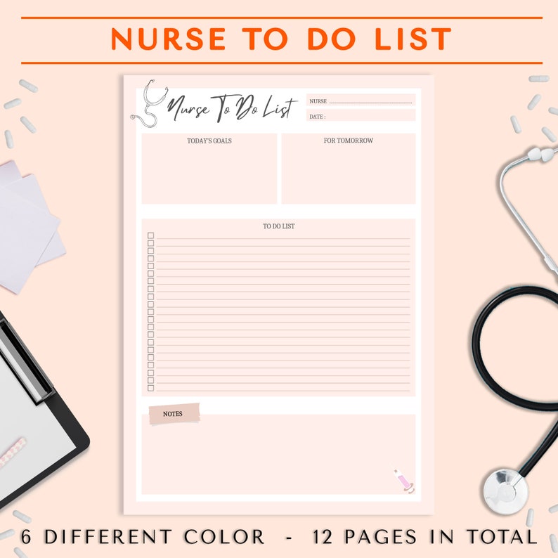 Nurse to Do List, Nurse Note, Nurse Planner, Nursing Student, to Do ...