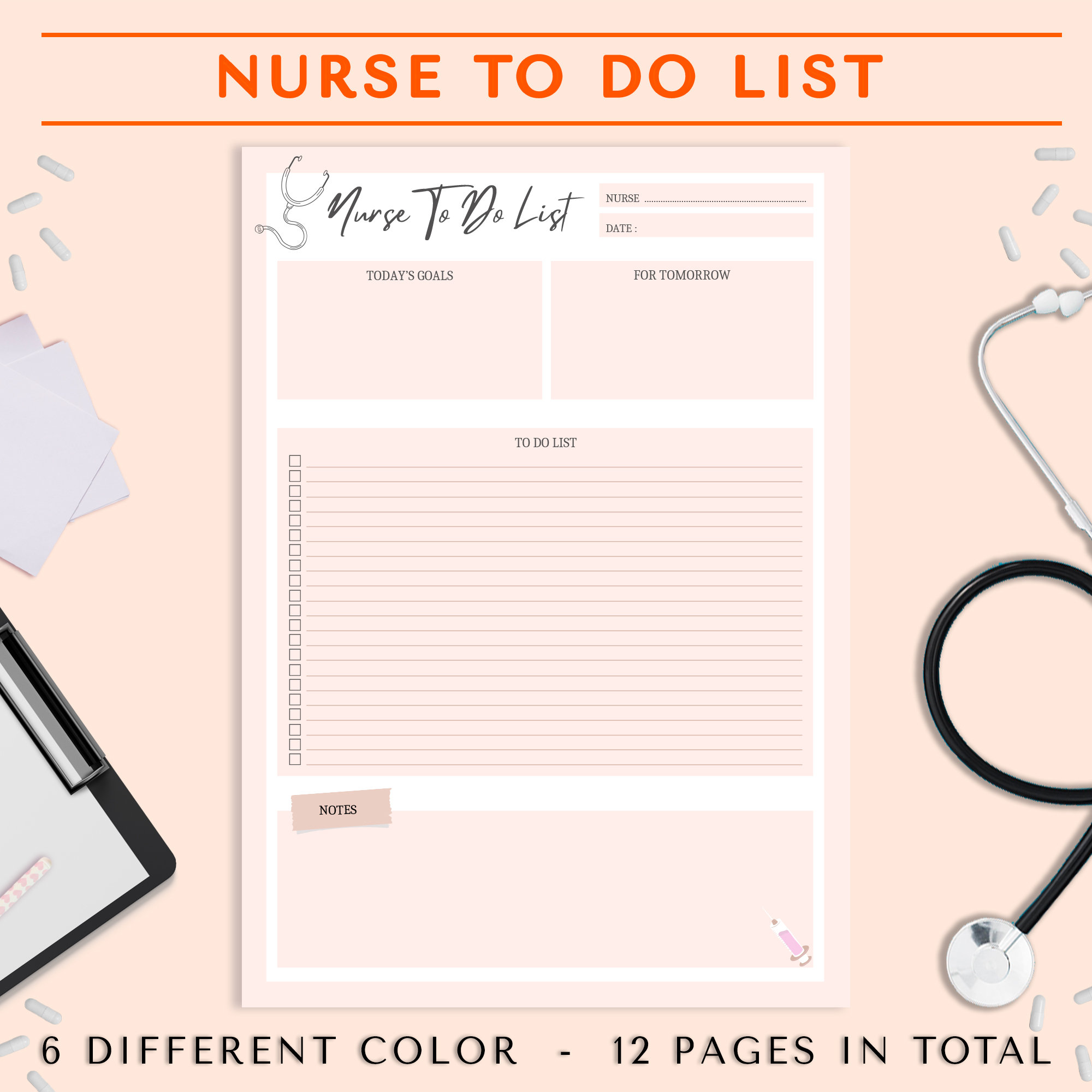Nurse to Do List, Nurse Note, Nurse Planner, Nursing Student, to Do ...