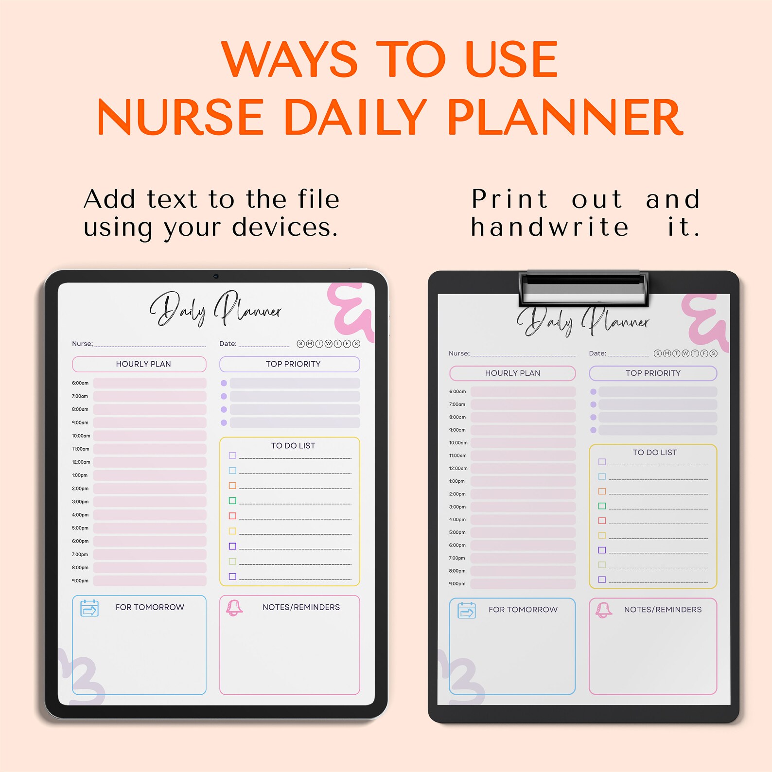 Printable Nurse Daily Planner, Nurse to Do List Paper, Nurse Notes ...