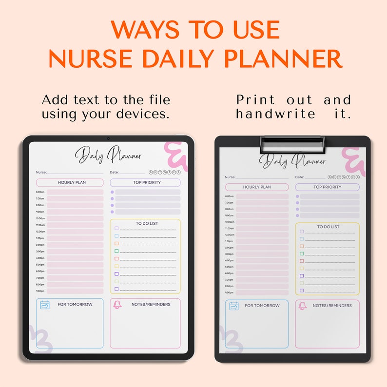 Printable Nurse Daily Planner, Nurse to Do List Paper, Nurse Notes ...