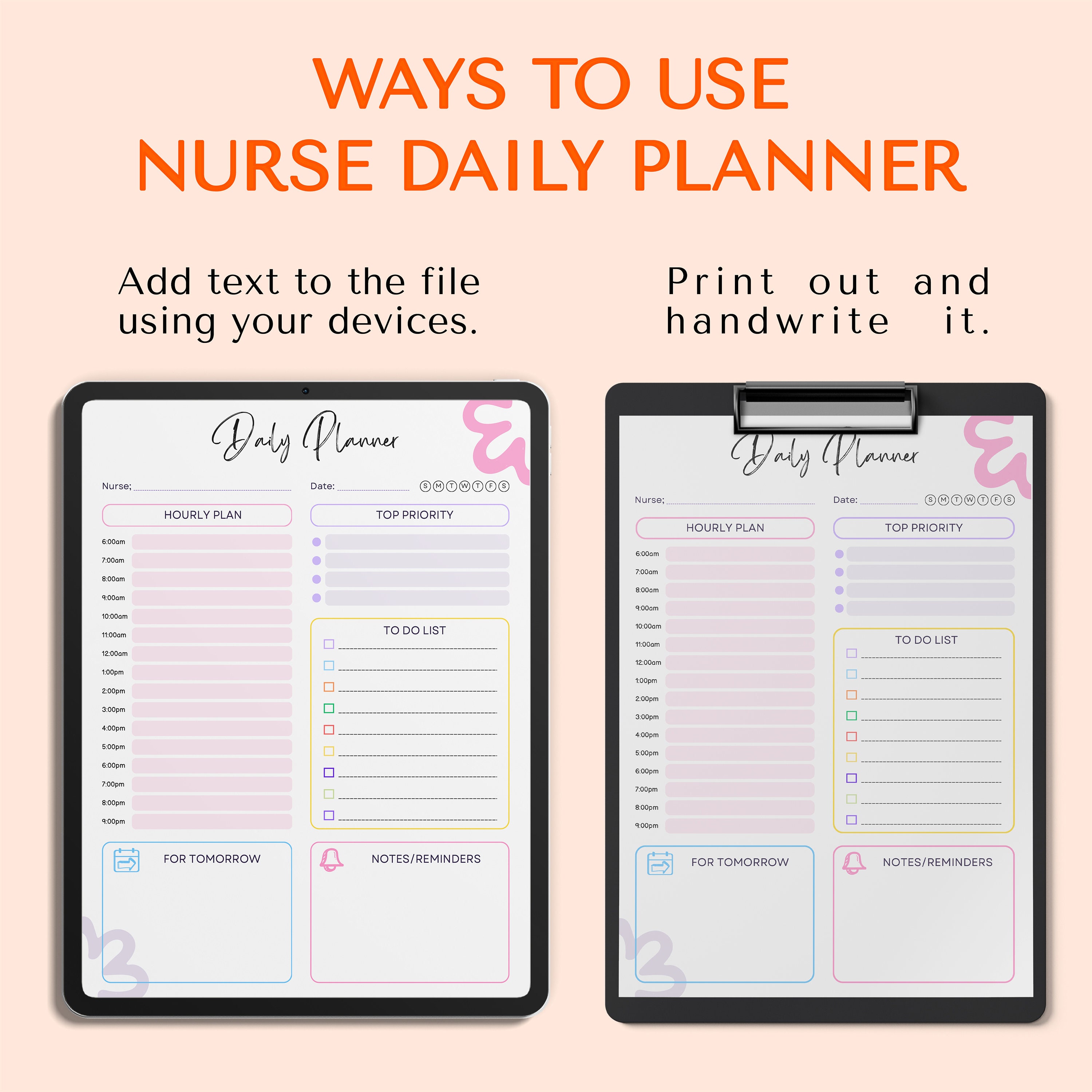Printable Nurse Daily Planner, Nurse to Do List Paper, Nurse Notes ...