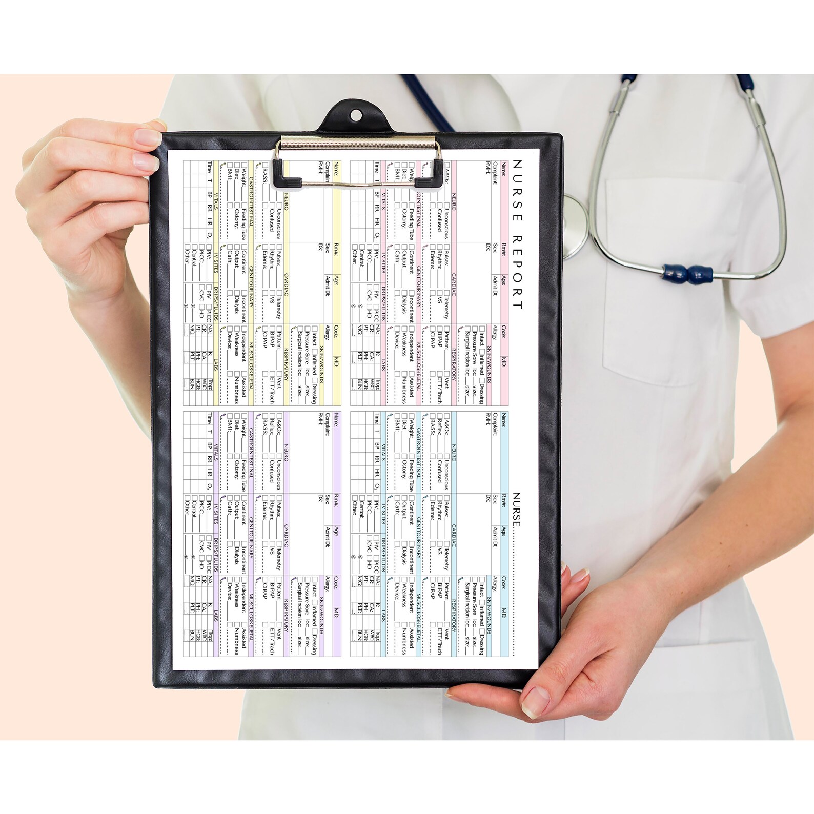 4 Patients Printable Nurse Report Paper, Nurse Brain Sheet, Nurse ...