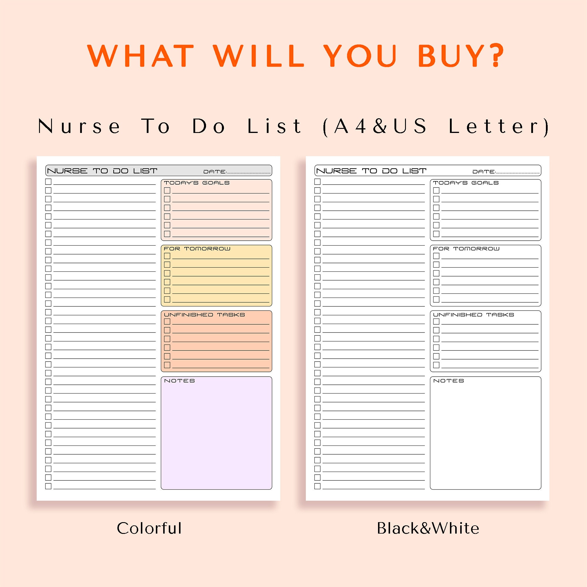 Printable Nurse to Do List Paper, Nurse Notes Template, Medsurg Nurse ...