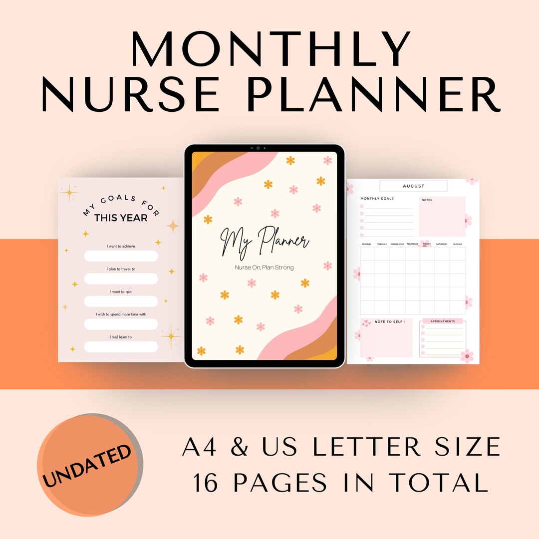 Montly Nurse Planner, Printable Nurse Planner, Nursing Student, Nursing ...