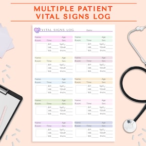 Multiple Patient Vital Signs Log, Vitals, Patient Vitals, Nursing ...
