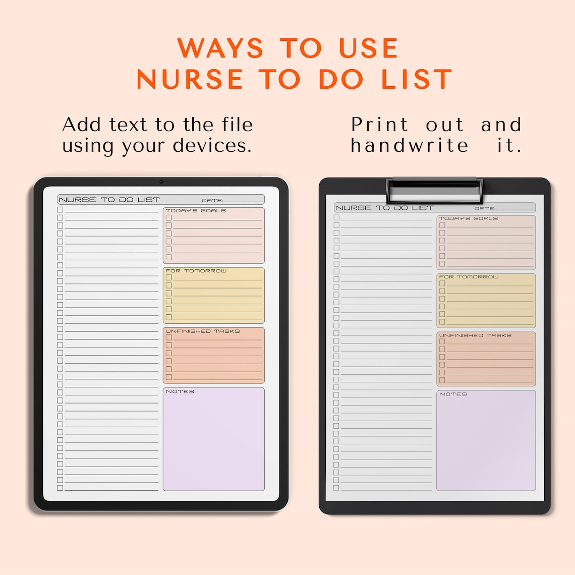 Printable Nurse to Do List Paper, Nurse Notes Template, Medsurg Nurse ...