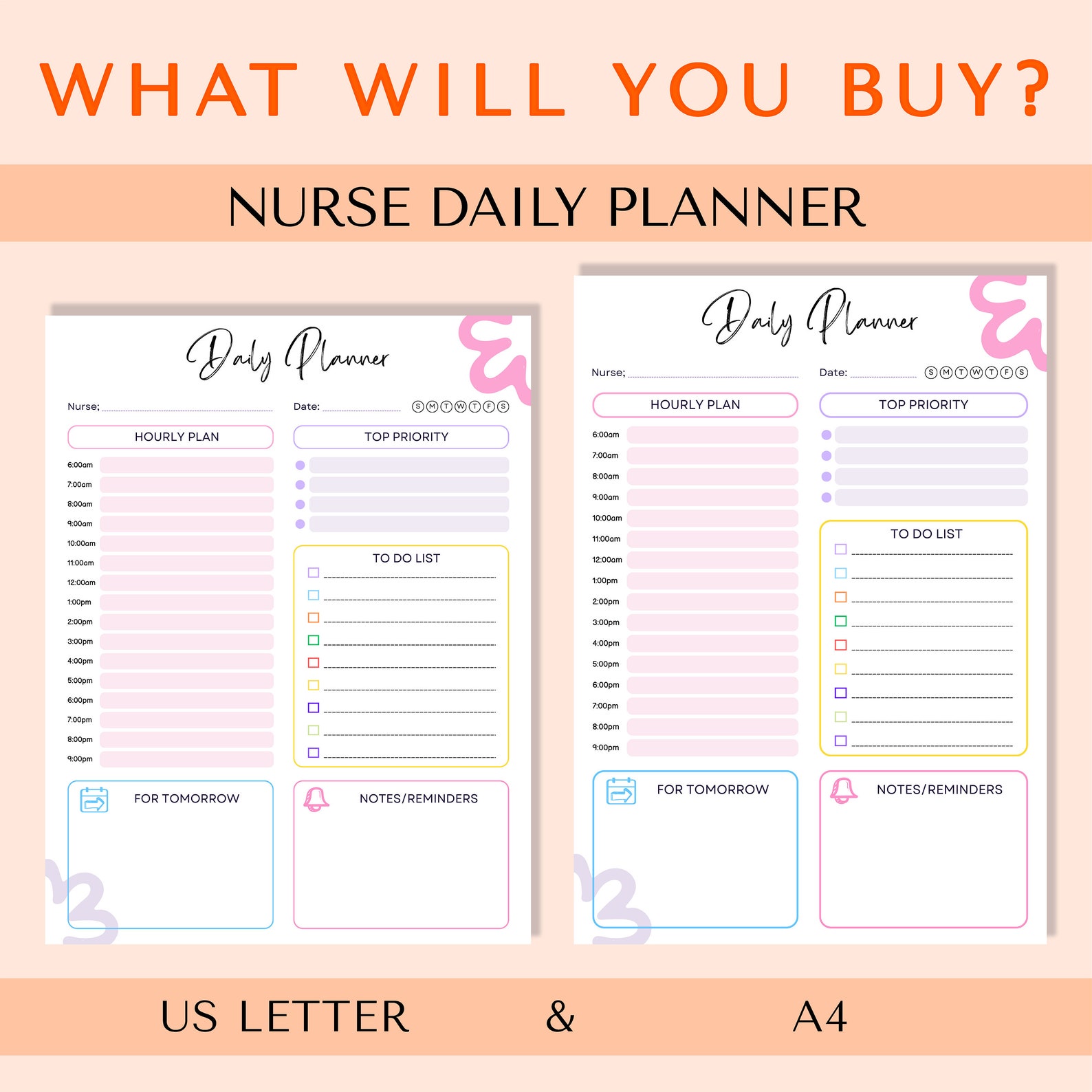 Printable Nurse Daily Planner, Nurse to Do List Paper, Nurse Notes ...