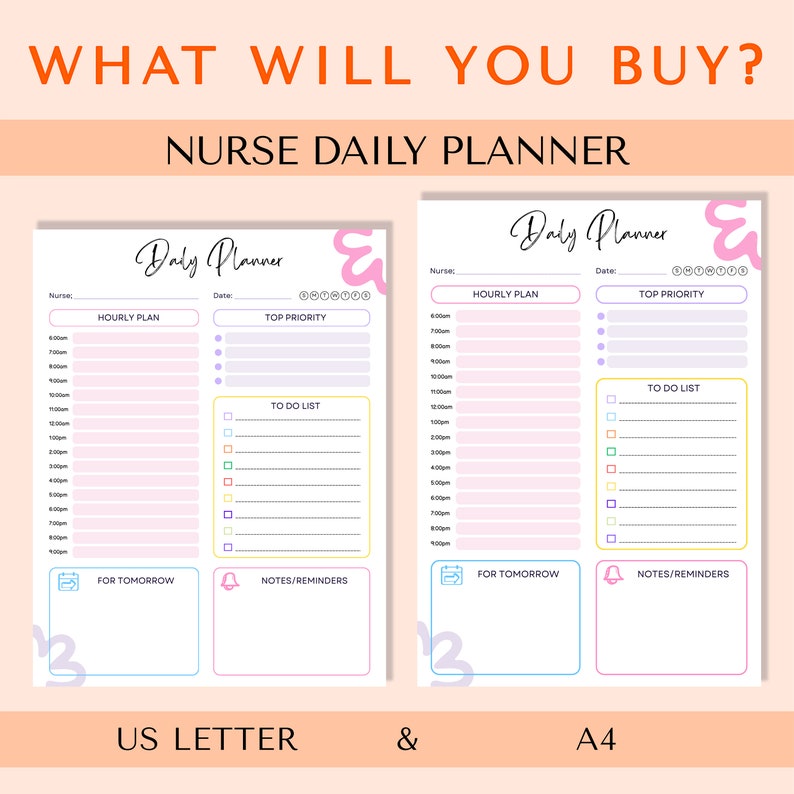 Printable Nurse Daily Planner, Nurse to Do List Paper, Nurse Notes ...
