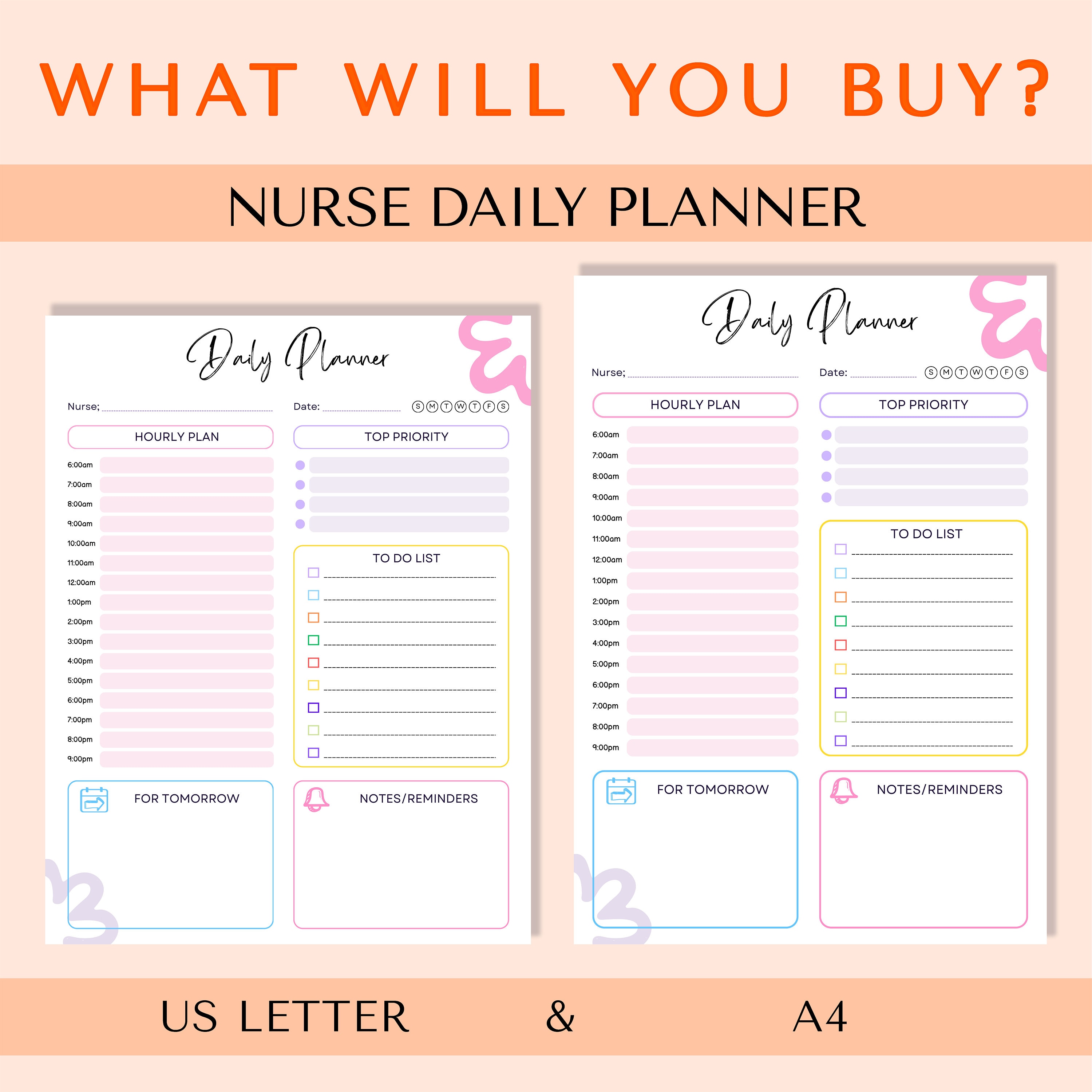 Printable Nurse Daily Planner, Nurse to Do List Paper, Nurse Notes ...