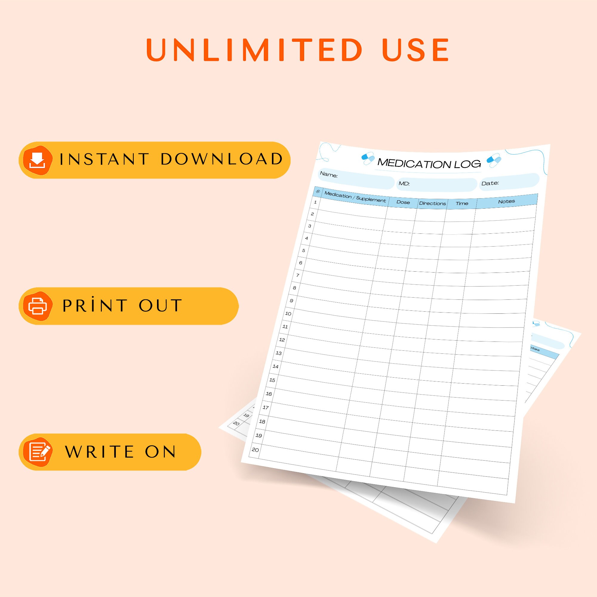 Printable Medication Log, Nursing Medication Tracker, Patient Vitals ...