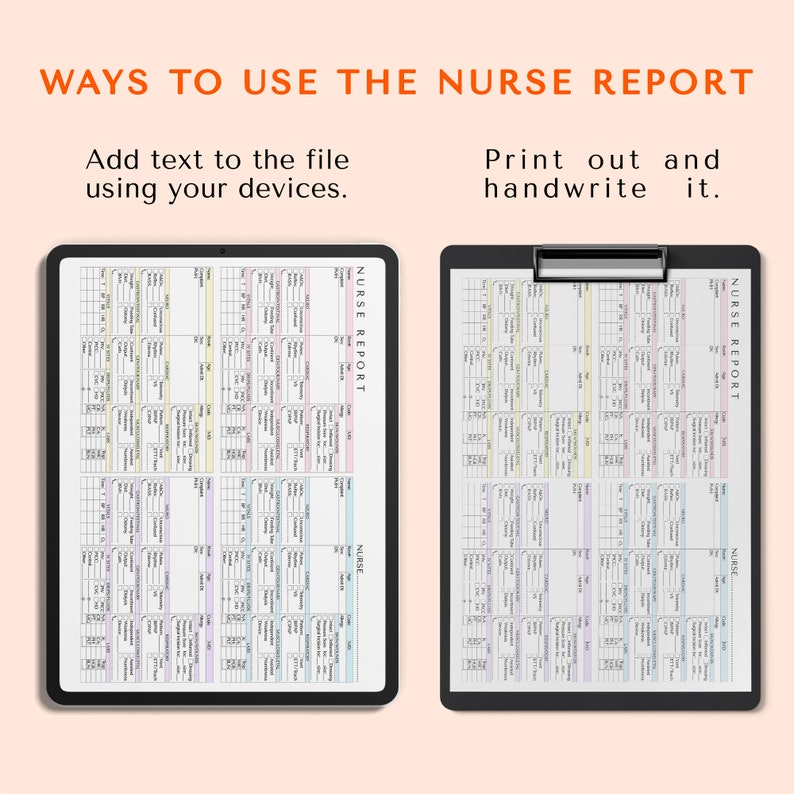 4 Patients Printable Nurse Report Paper, Nurse Brain Sheet, Nurse ...
