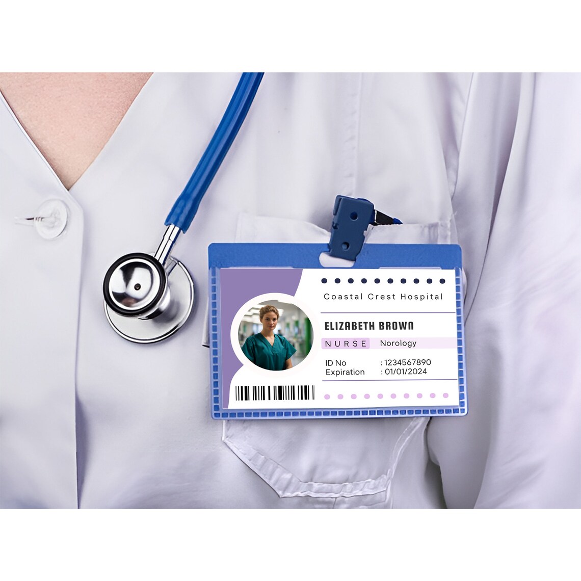 Editable Nurse ID Cart Template, Printable ID Badge, Customized Name ...
