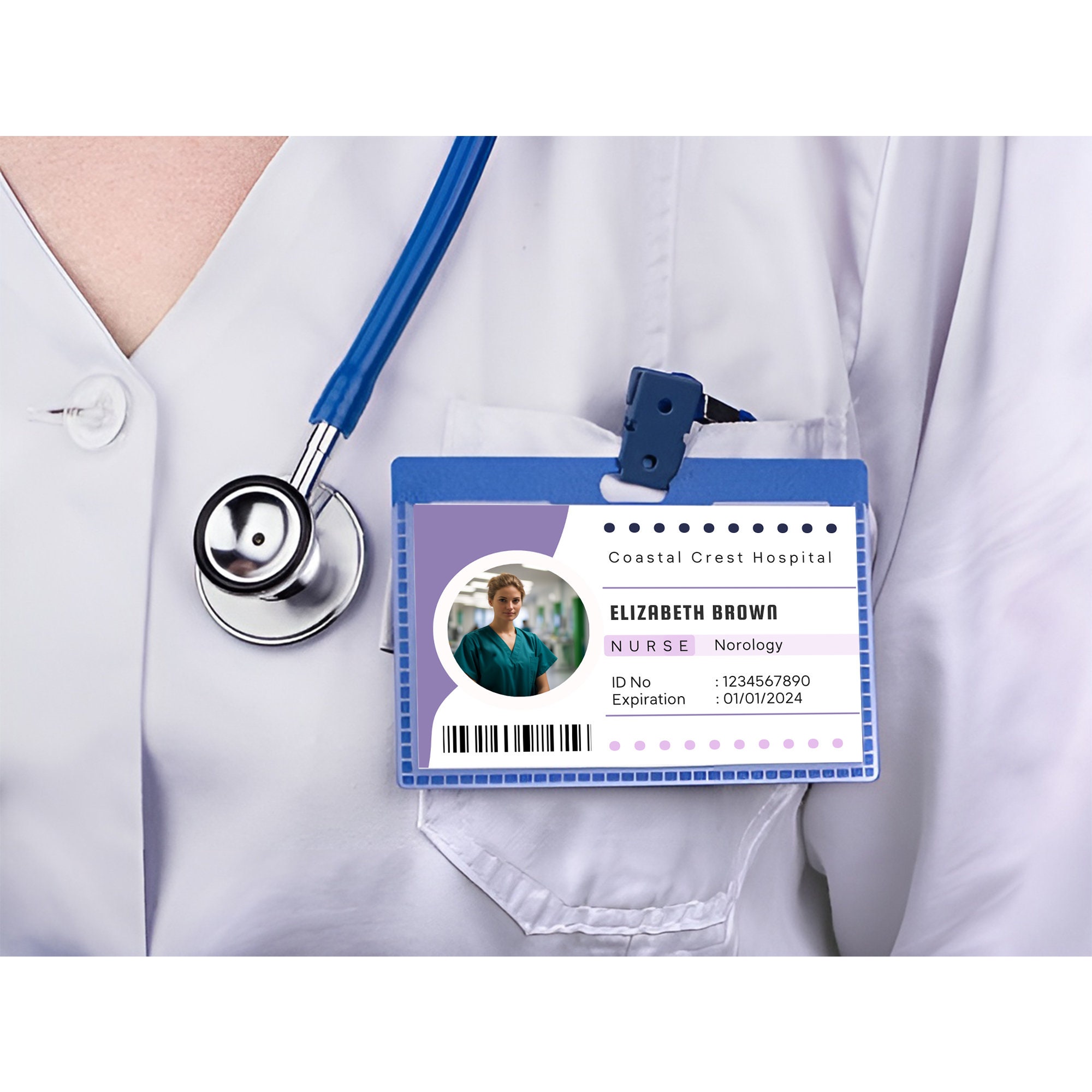 Editable Nurse ID Cart Template, Printable ID Badge, Customized Name ...