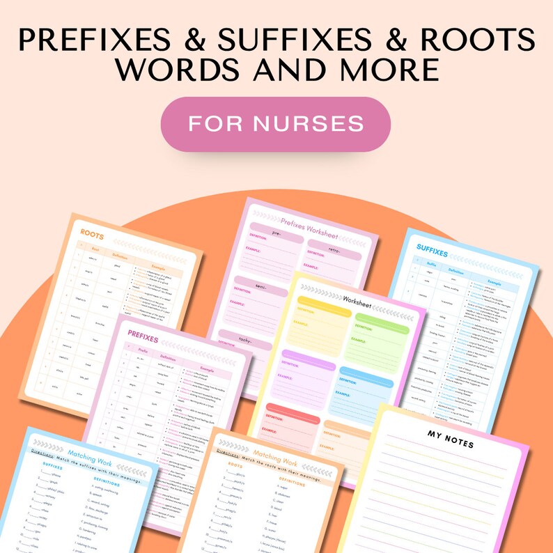 Prefixes, Suffixes, Roots for Nursing Students, Nursing School, Digital ...
