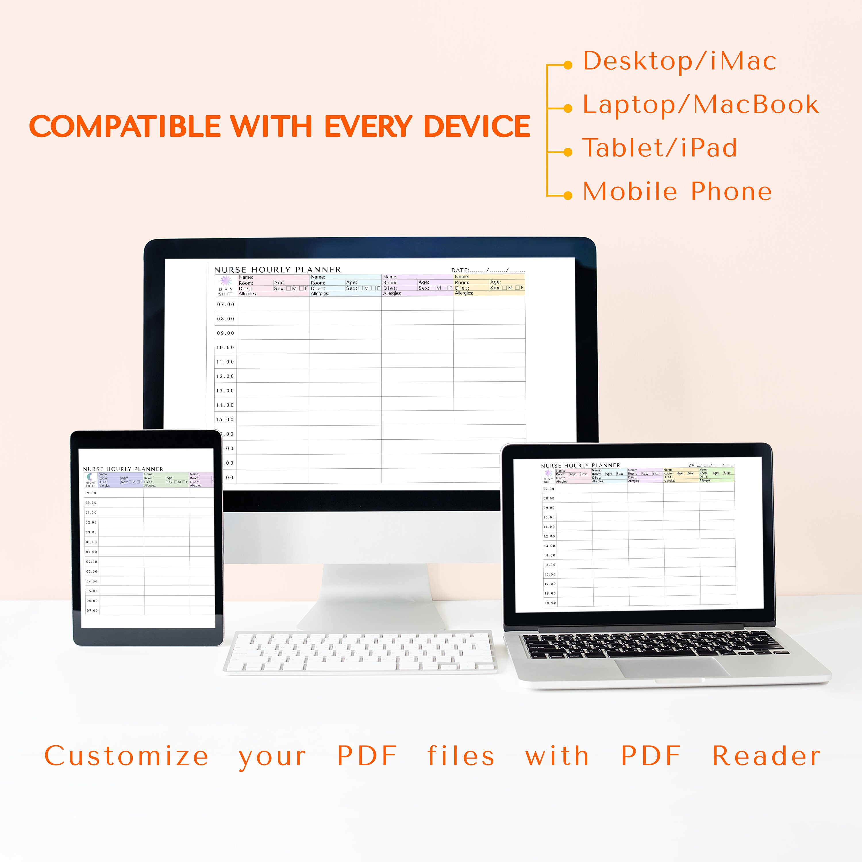 3-4-5-6 Patient Hourly Nurse Shift Planner Bundle, Multiple Patient Log ...