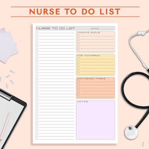 Printable Nurse to Do List Paper, Nurse Notes Template, Medsurg Nurse ...