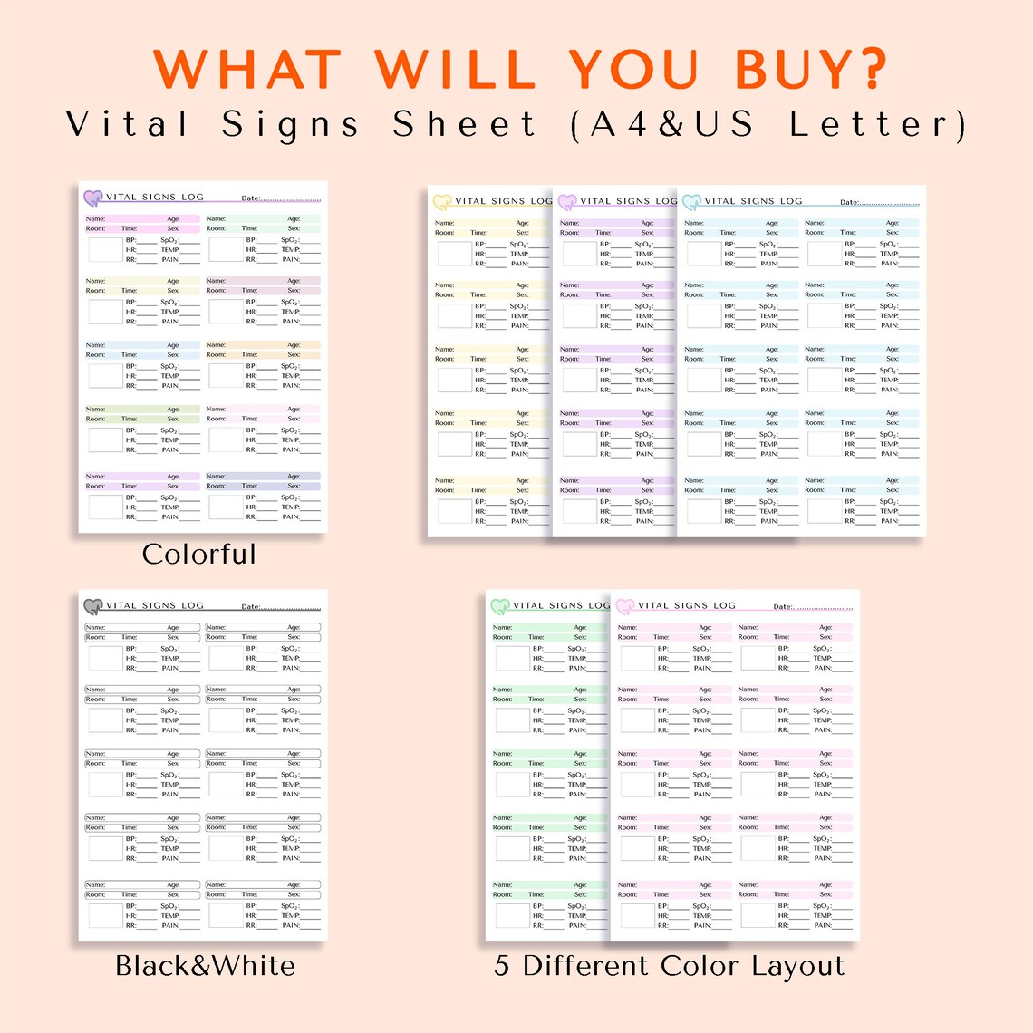 Multiple Patient Vital Signs Log, Vitals, Patient Vitals, Nursing ...