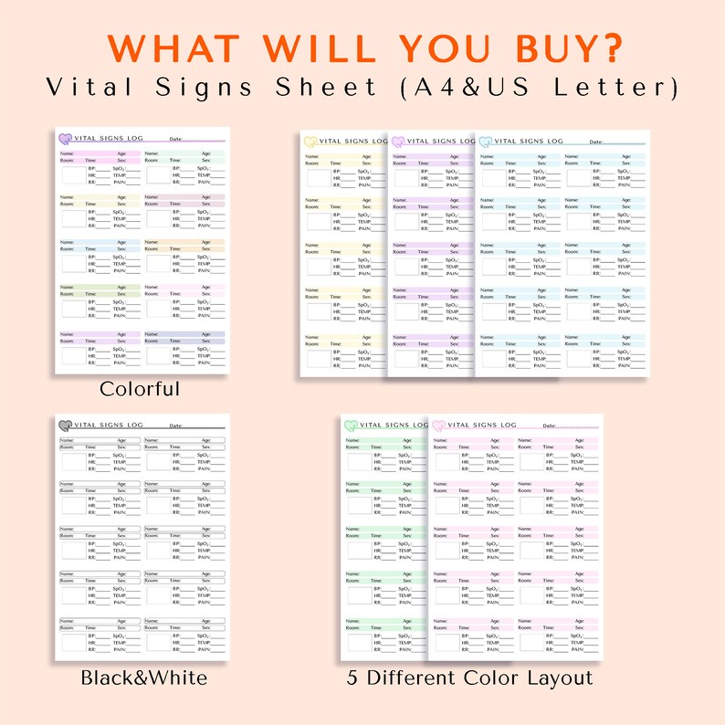 Multiple Patient Vital Signs Log, Vitals, Patient Vitals, Nursing ...