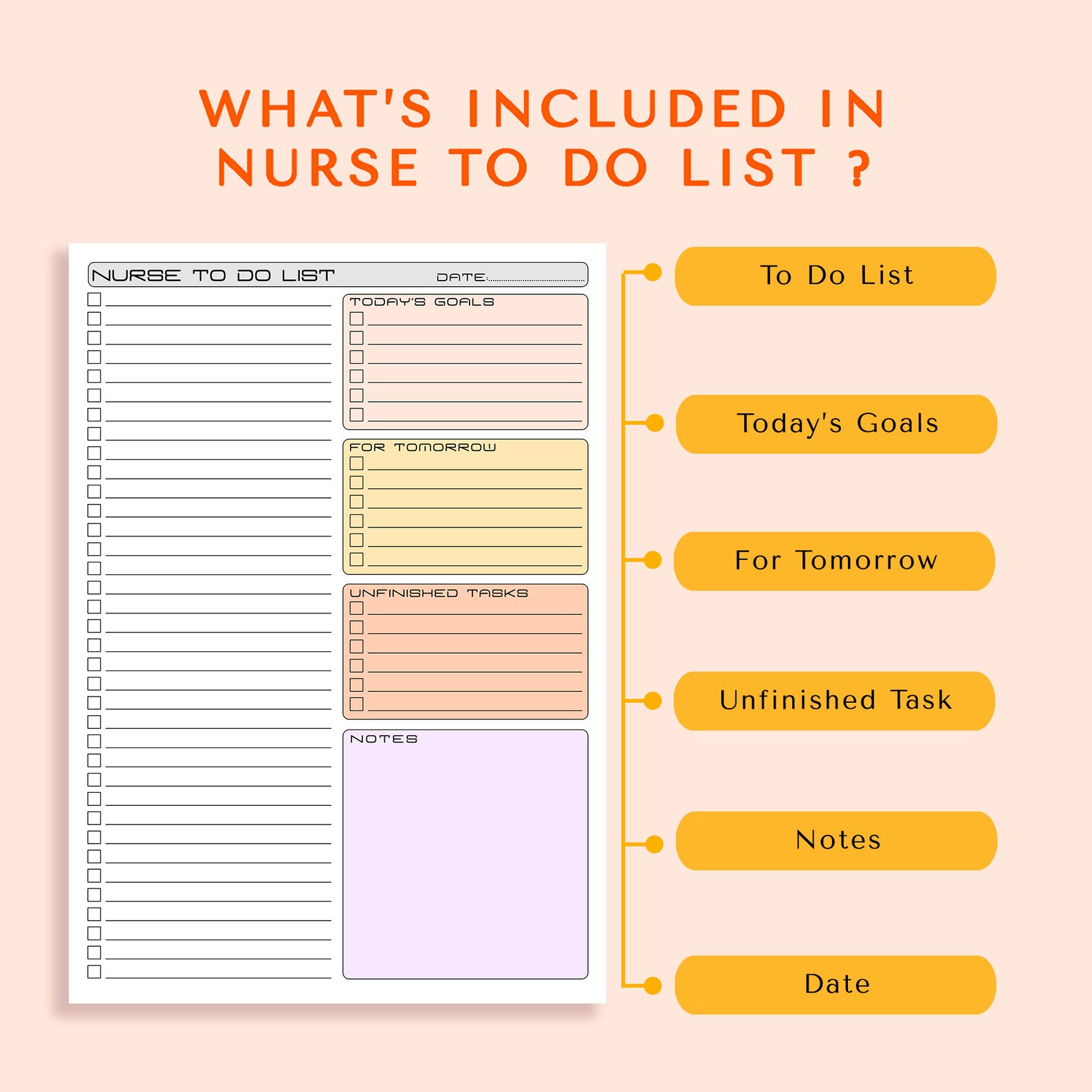 Printable Nurse to Do List Paper, Nurse Notes Template, Medsurg Nurse ...