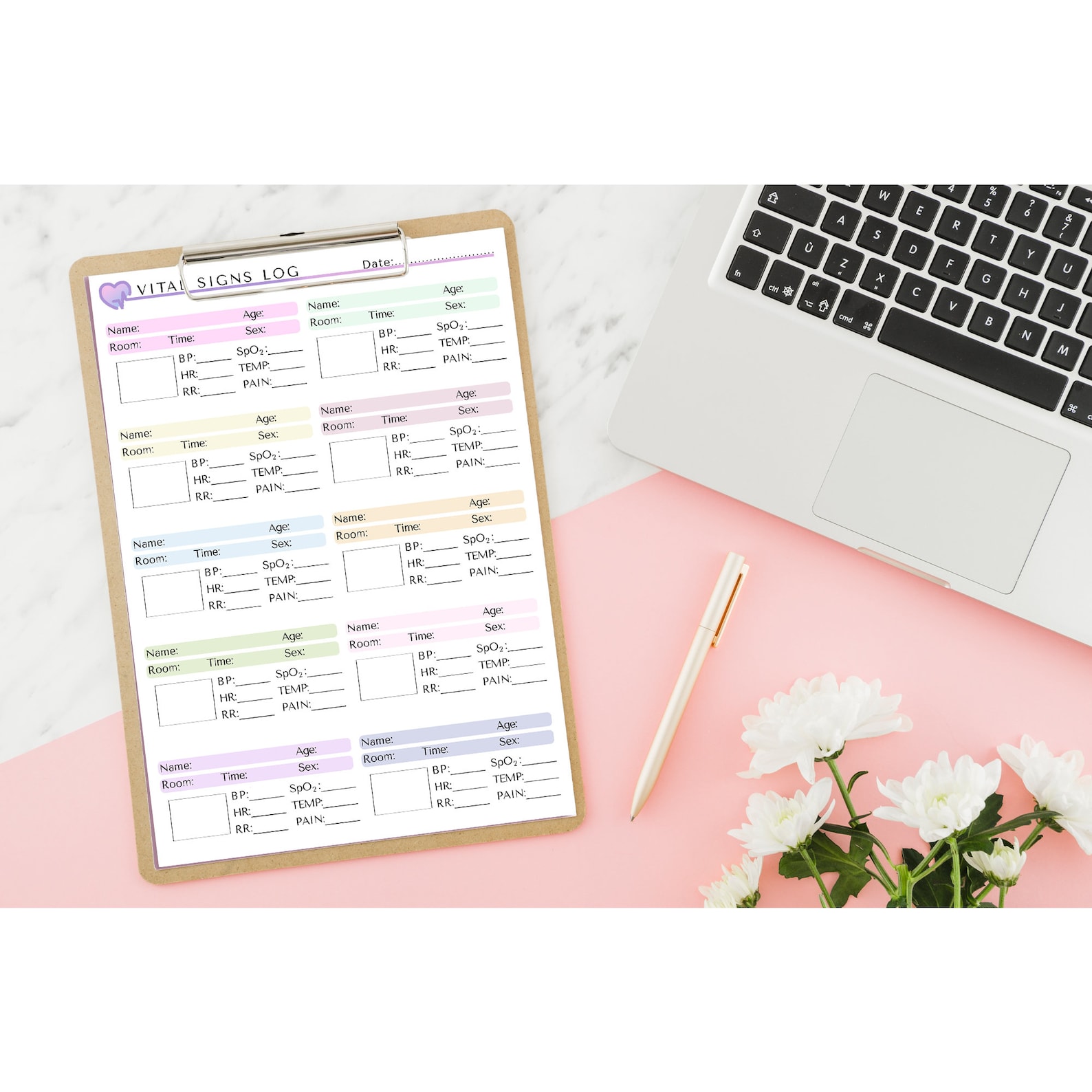 Multiple Patient Vital Signs Log, Vitals, Patient Vitals, Nursing ...