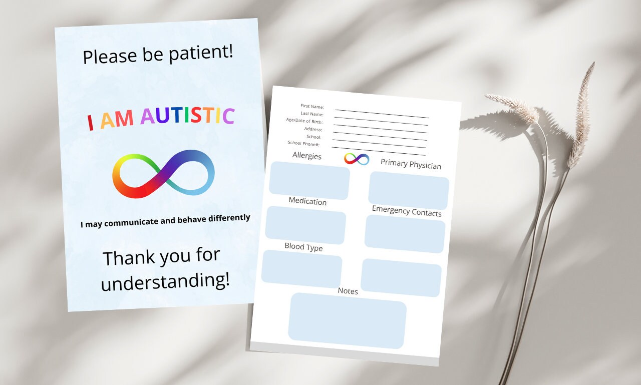 Autism Card, Autism ID Card, Autism Medical Card, Autism Alert Card ...