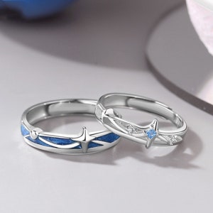 Meteor Star Couple Rings, S925 Silver Adjustable Ring, Promise Matching ...