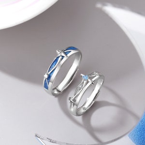 Meteor Star Couple Rings, S925 Silver Adjustable Ring, Promise Matching ...