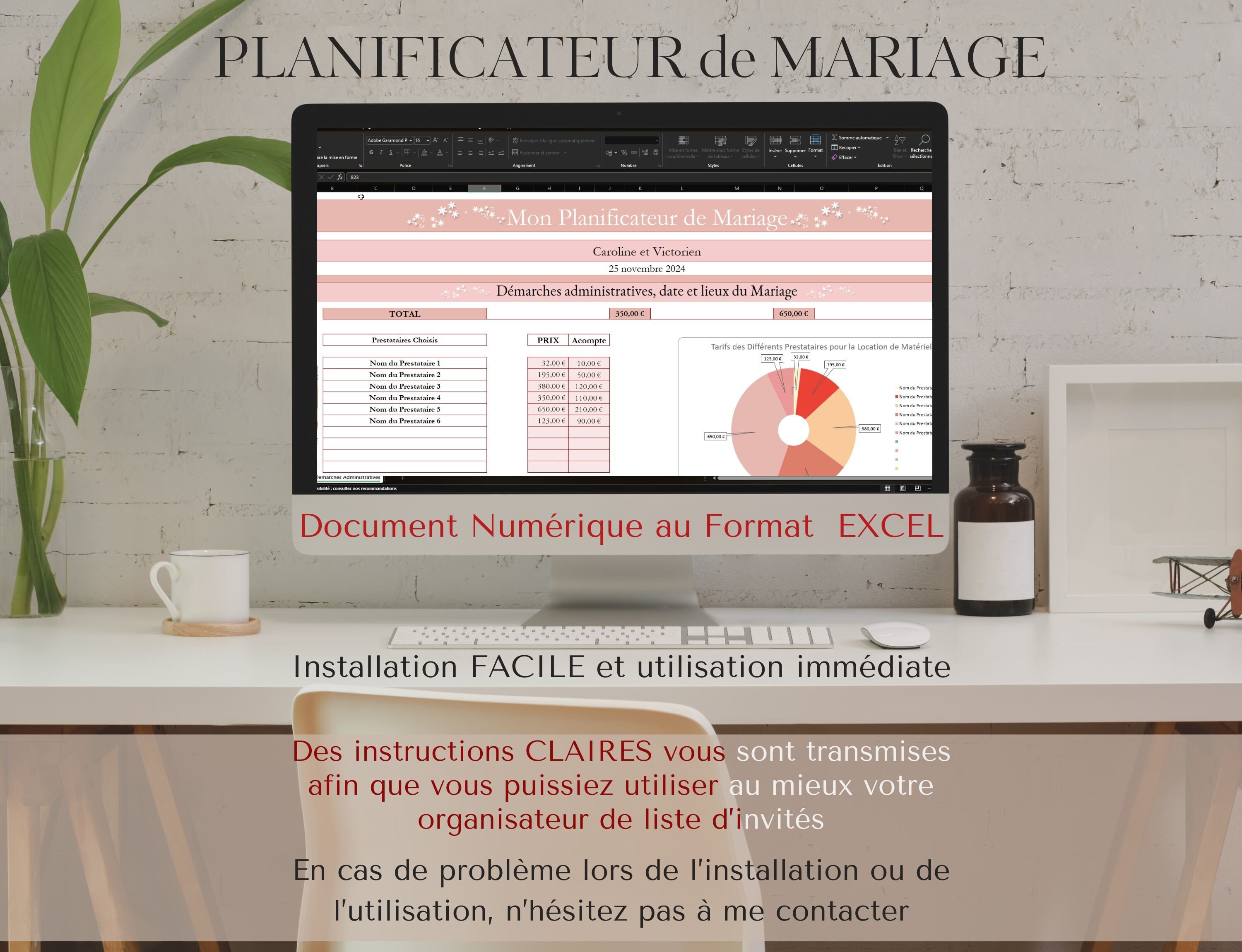 Wedding Planner in Excel Format in French Easy to Use This Intuitive ...