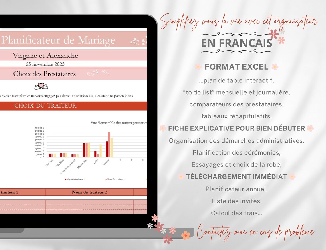 Wedding Planner in Excel Format in French Easy to Use This Intuitive ...