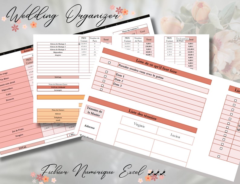 Wedding Planner in Excel Format in French Easy to Use This Intuitive ...