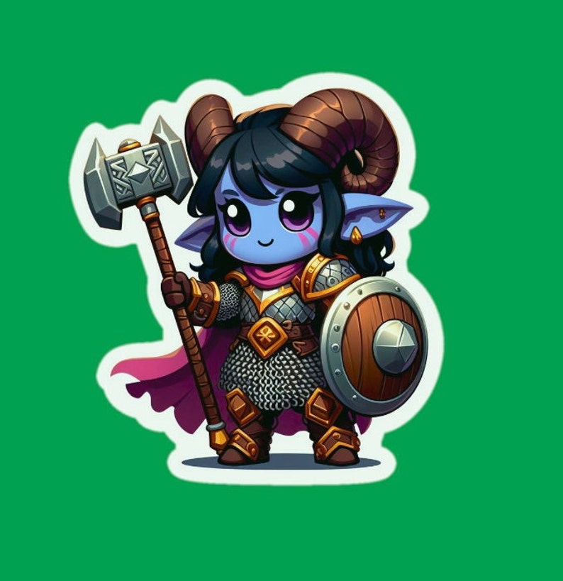 Purple Female Tiefling Cleric Sticker: Your TTRPG Tales Come Alive ...