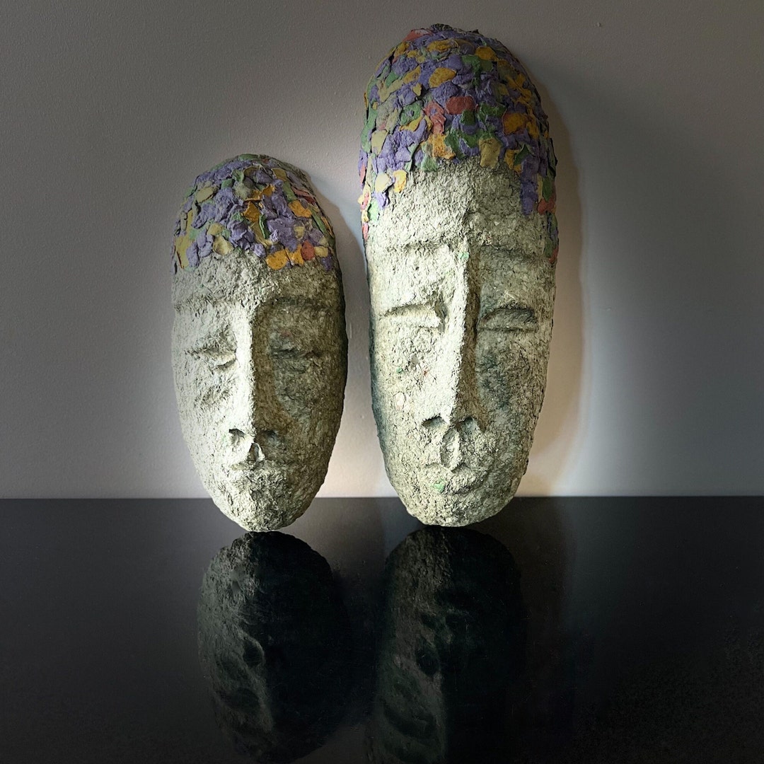 Set of 2 Wall Sculptures BRAIN POETRY -handmade Paper Mache Home Decor ...