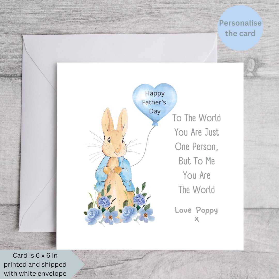 Personalised Peter Rabbit Father's Day Card for a Special Dad, Daddy ...