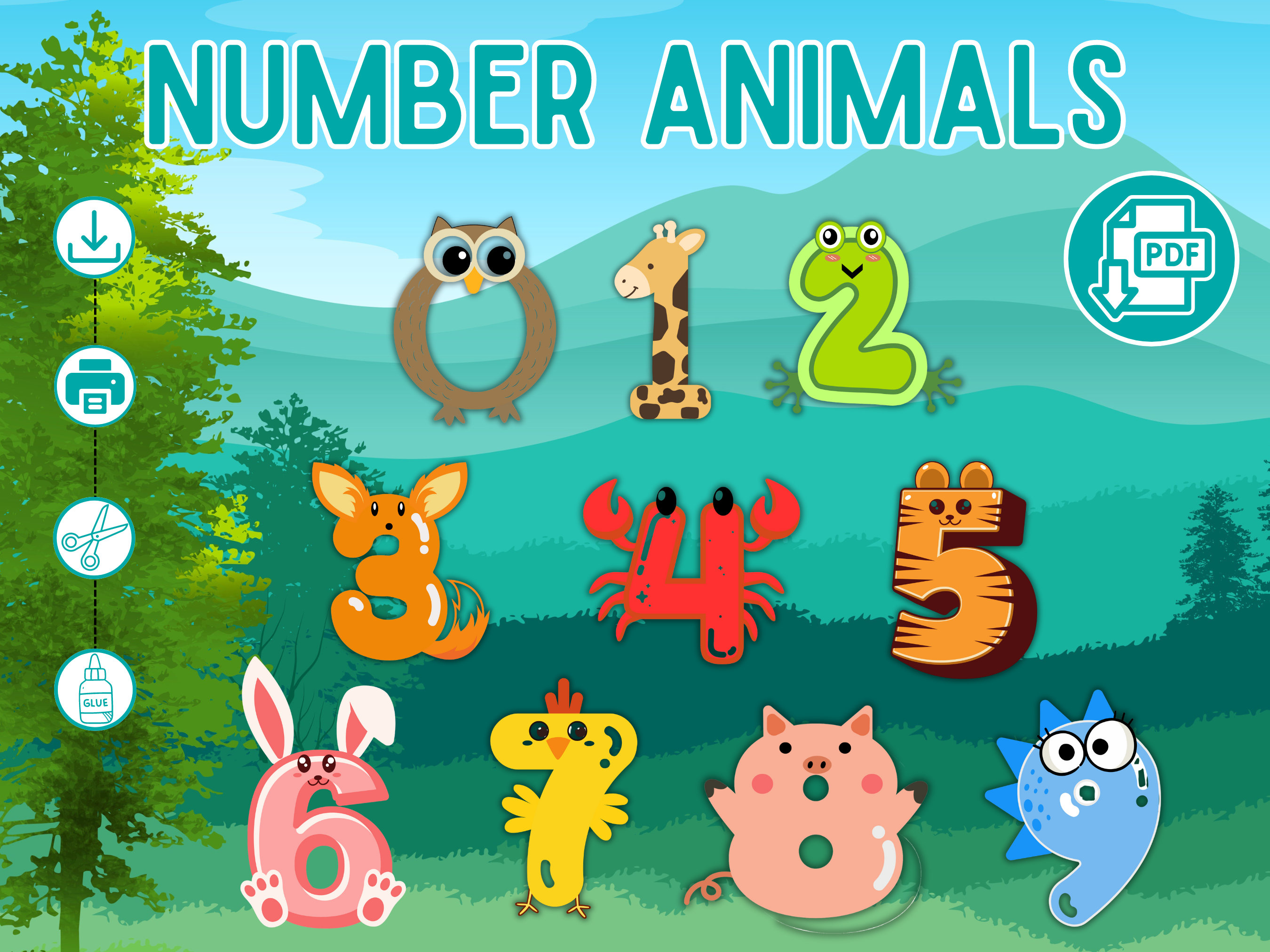 Number Animals Craft - Etsy