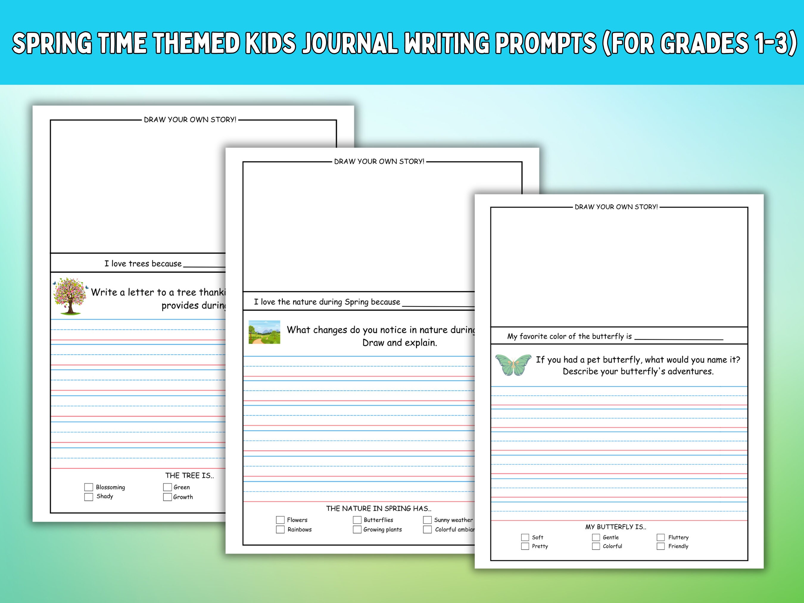 Kids Journal Writing Prompts (for Grades 1-3) - Etsy